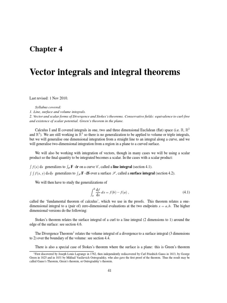 Vector Integrals and Integral Theorems: R, R R R | PDF | Integral | Flux