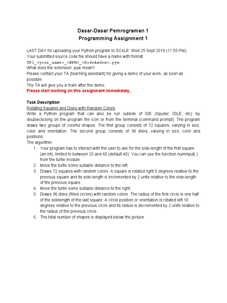 Dasar-Dasar Pemrograman 1 Programming Assignment 1: Please Start ...