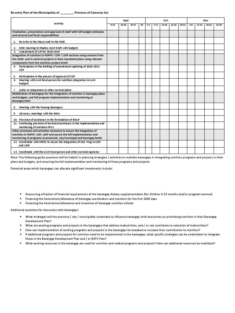 SAMPLE FILLED OUT Worksheet 8. Re Entry Planning | PDF | Nutrition ...