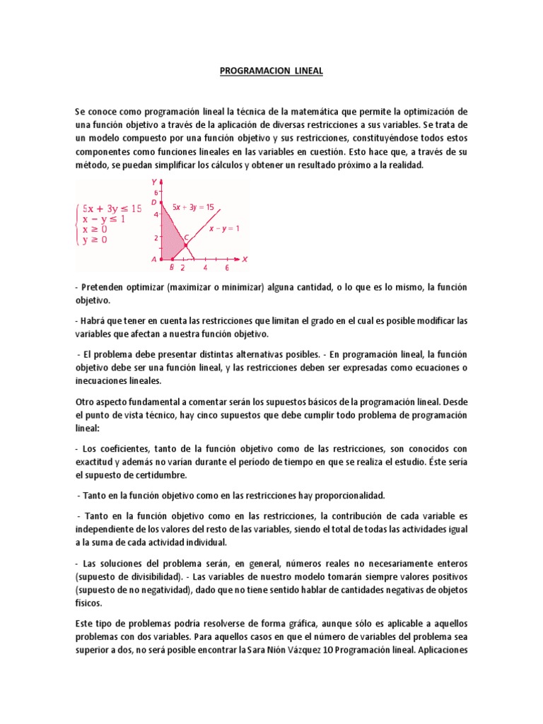 Programacion Lineal | PDF | Programación lineal | Linealidad