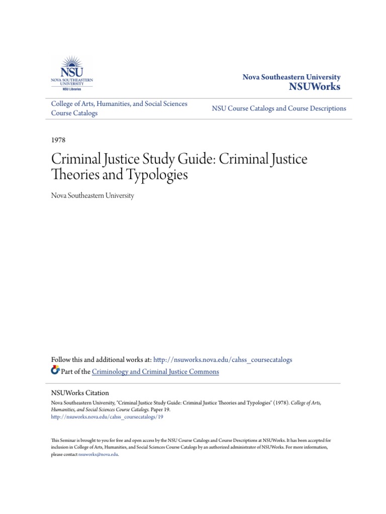 Criminal Justice Study Guide: Criminal Justice Theories and Typologies ...