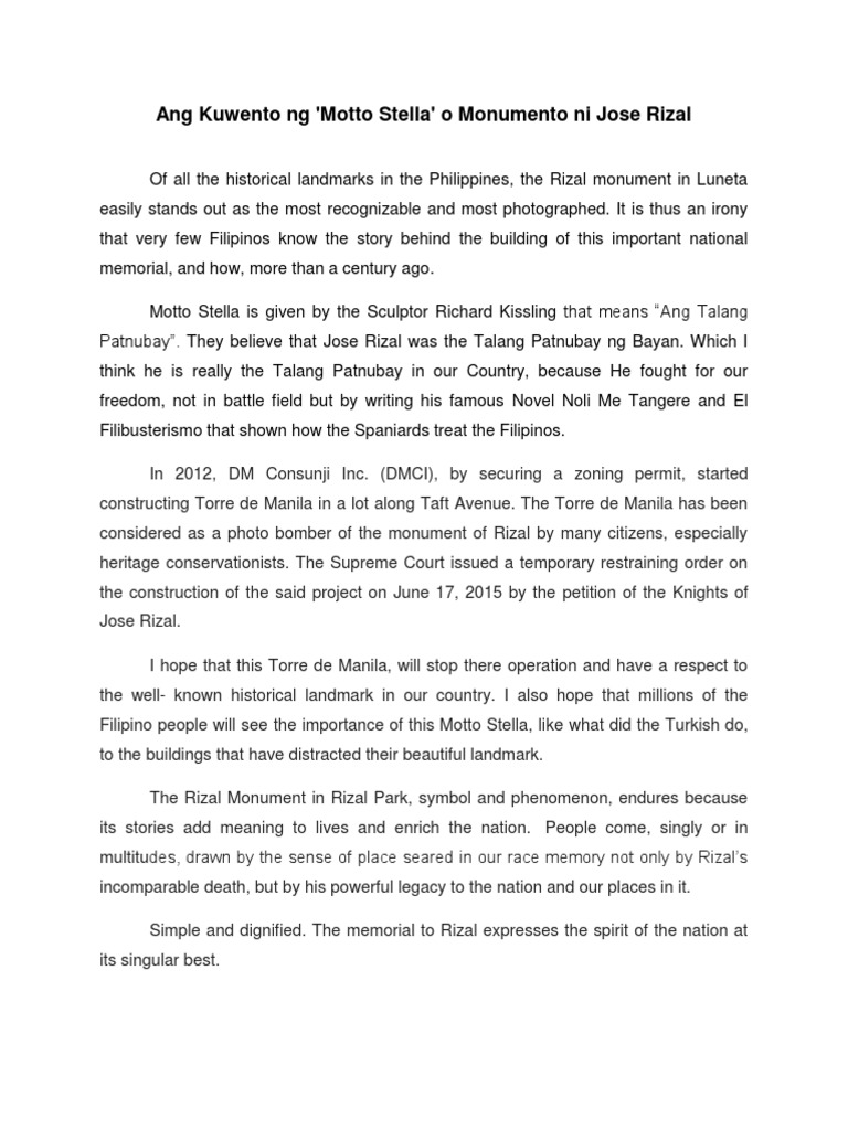 The Legacy of Rizal's Motto Stella | PDF | History