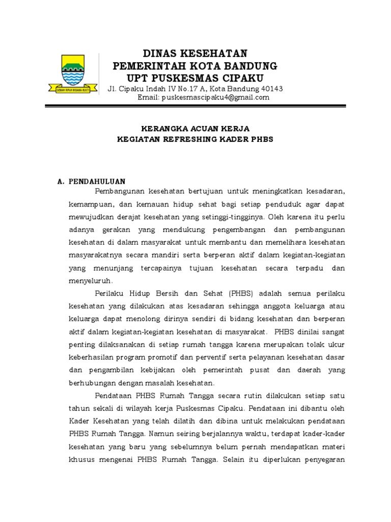 KAK Refreshing Kader PHBS | PDF