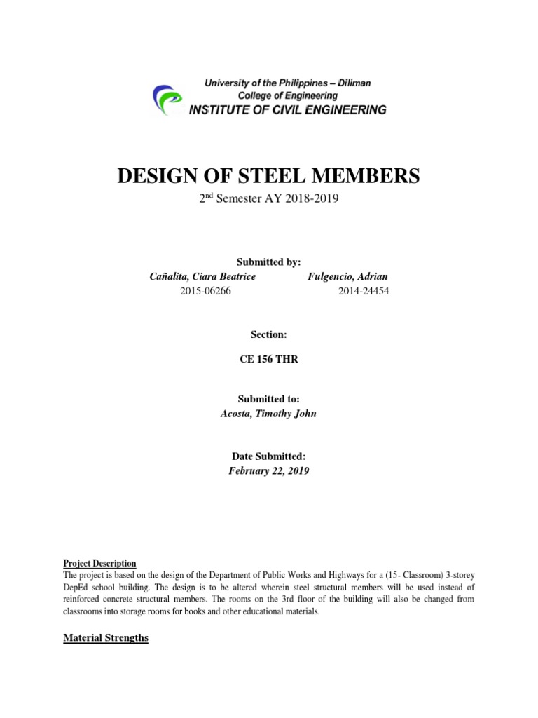 CE 156 Project Phase 1 | PDF | Structural Load | Earthquakes