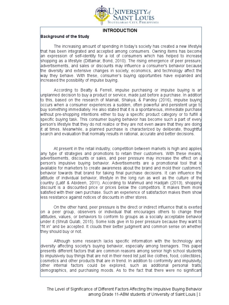 Research Paper Template | PDF | Impulsivity | Affect (Psychology)