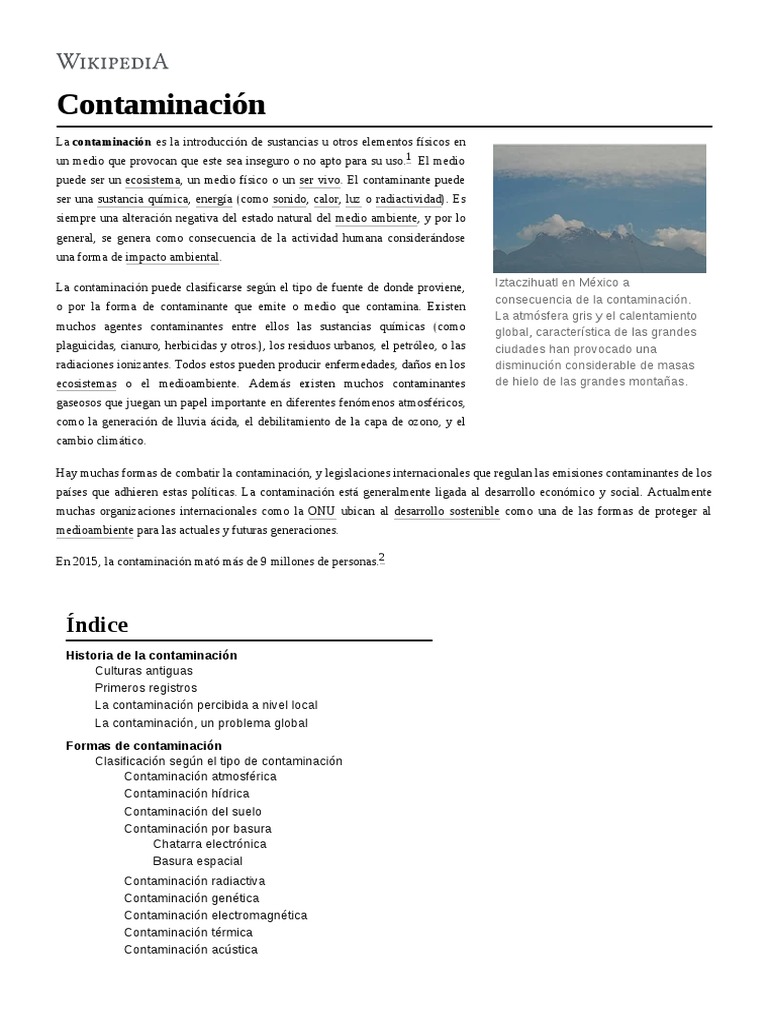 La Contaminacion | PDF | Contaminación | La contaminación del agua
