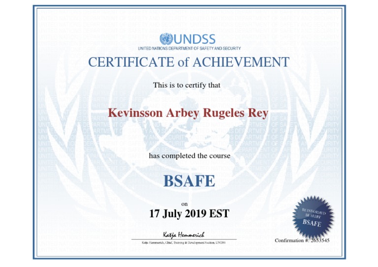 BSAFE Course Completion Certificate | PDF