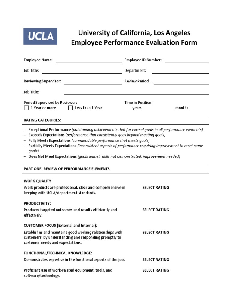 University of California, Los Angeles Employee Performance Evaluation ...