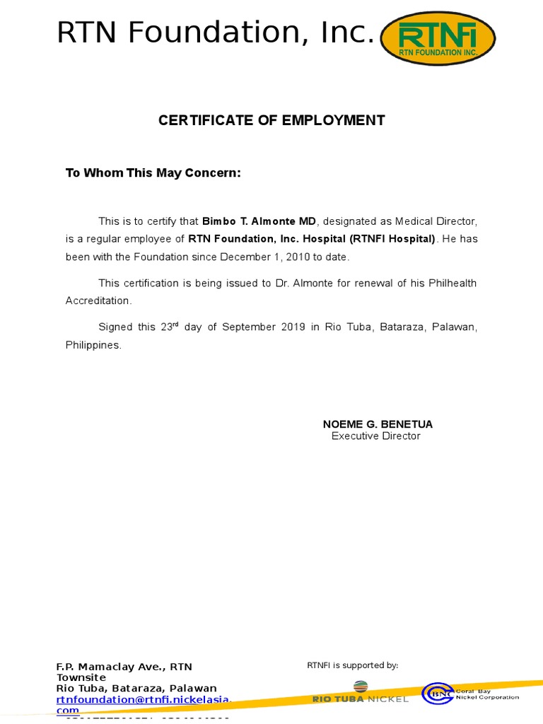 COE Philhealth | PDF