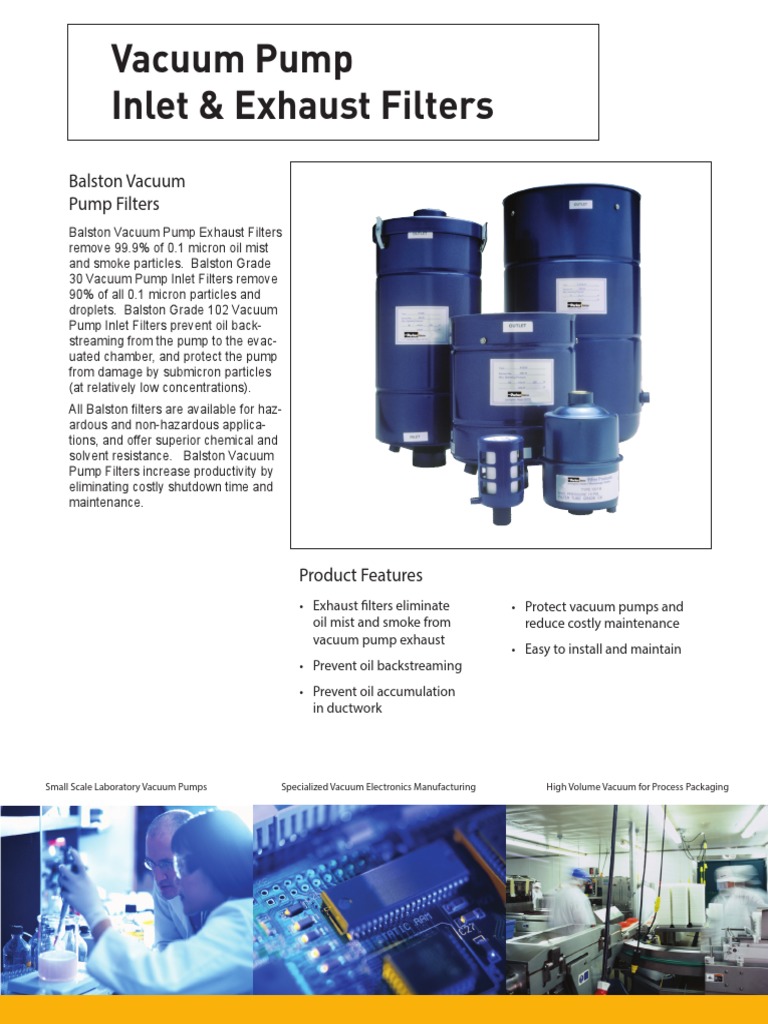 Sample Filters Vacuum Pump Inlet & Exhaust Filters | PDF | Vacuum | Pump