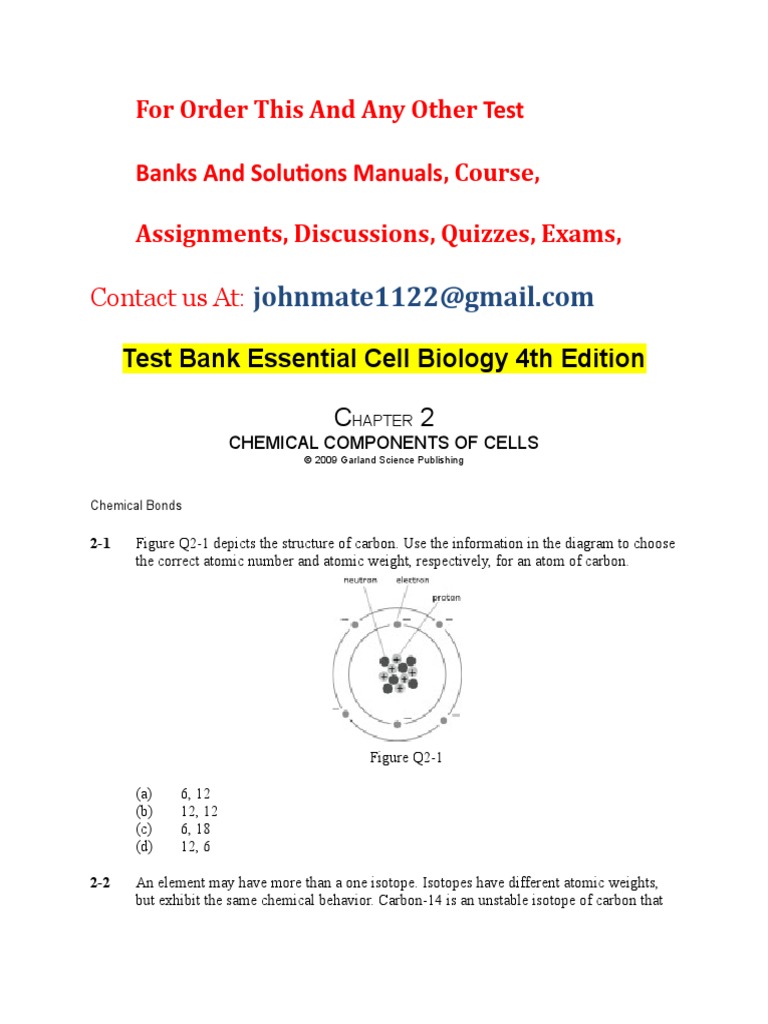 Test Bank Essential Cell Biology 4th Edi | PDF | Proteins | Mole (Unit)