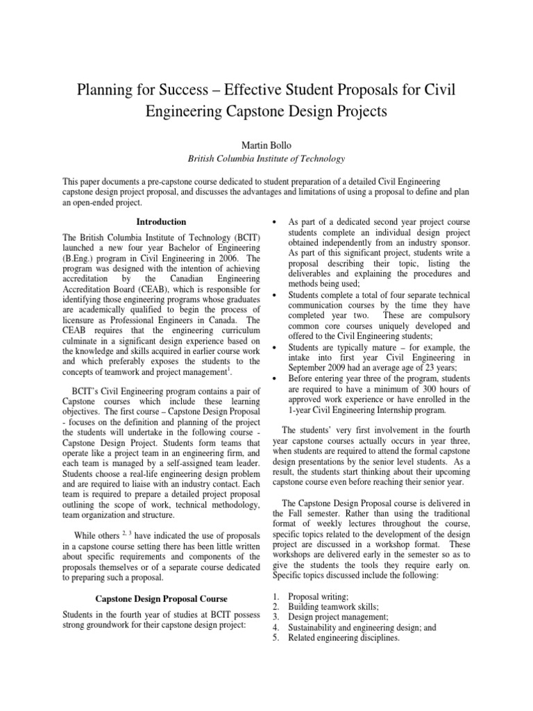 Planning For Success - Effective Student Proposals For Civil ...