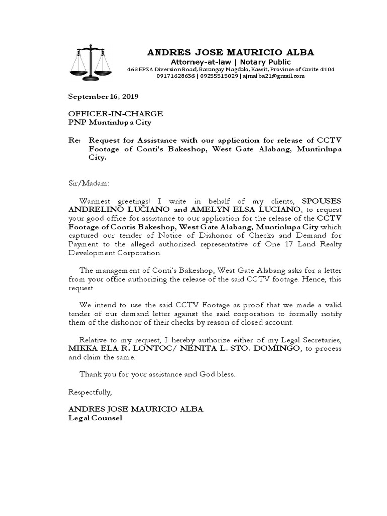 Request Letter - PNP Muntinlupa | PDF