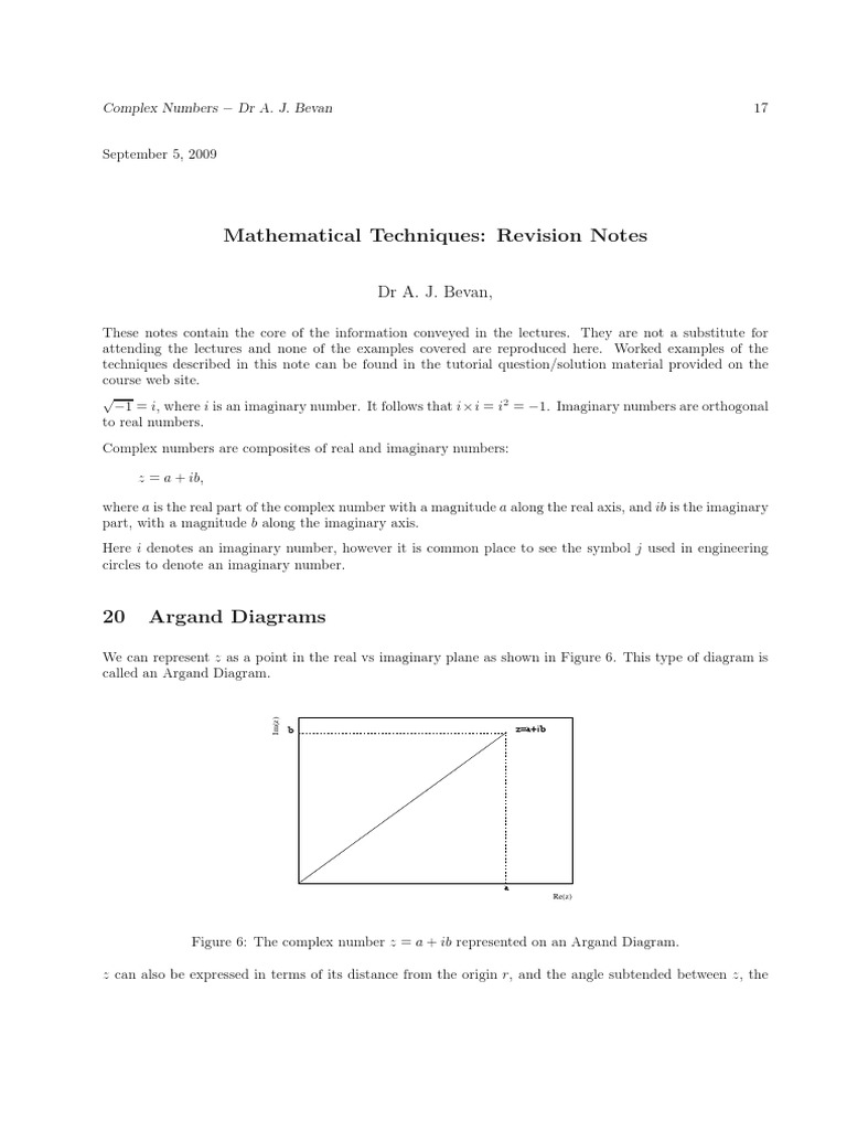 Mathematical Techniques: Revision Notes: DR A. J. Bevan | PDF ...