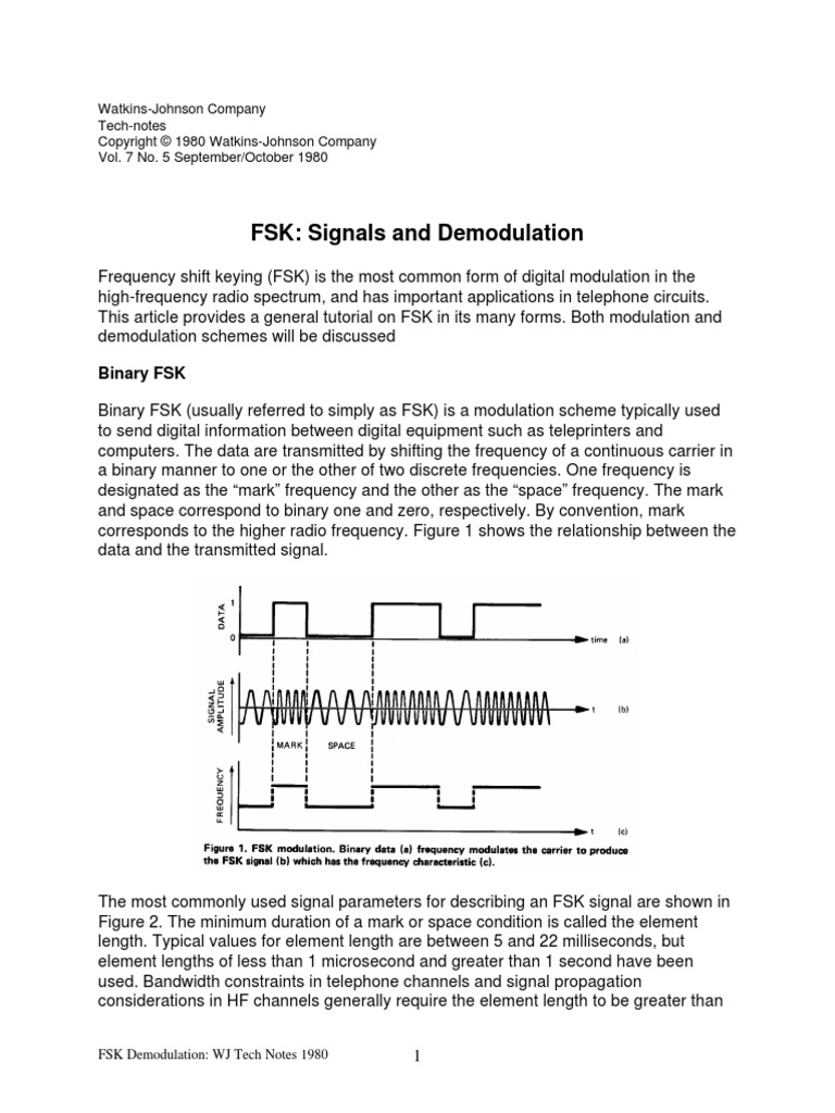 FSK: Signals and Demodulation | PDF | Frequency Modulation | Detector ...