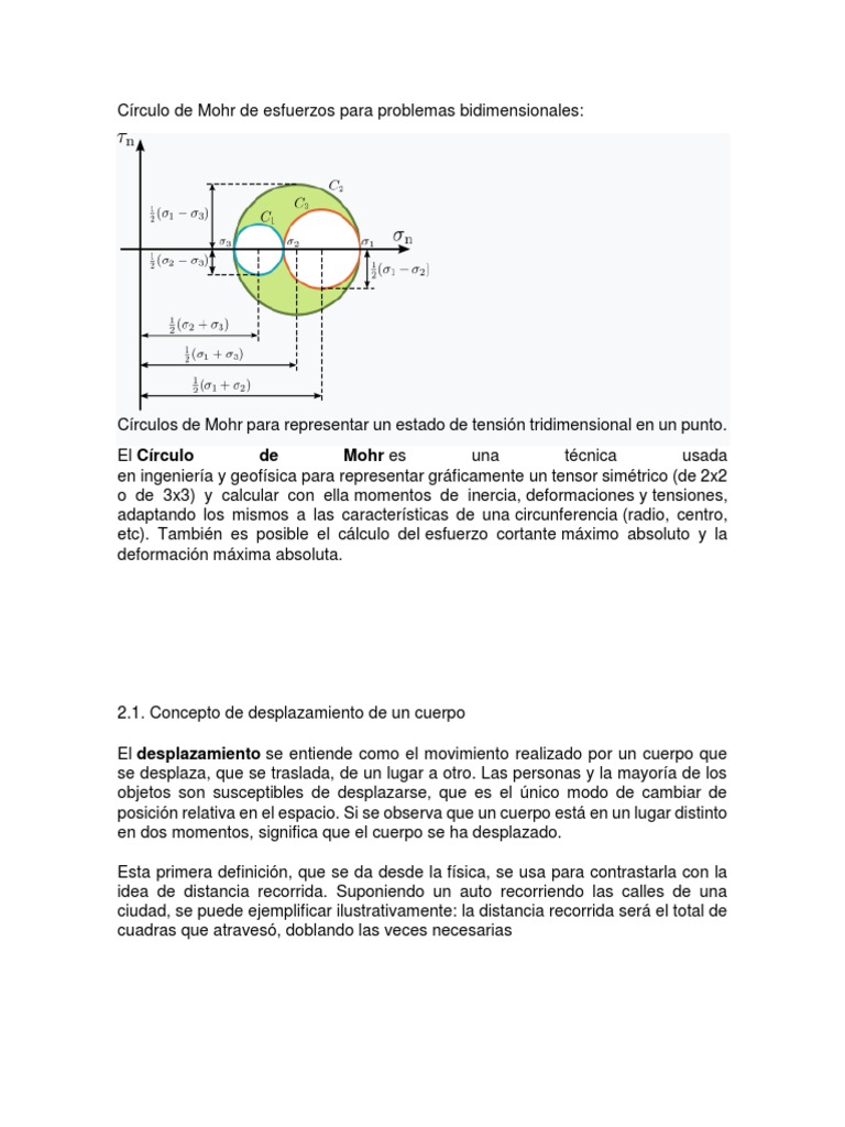 Círculo de Mohr de Esfuerzos para Problemas Bidimensionales | PDF | Rotación | Estrés (Mecánica)