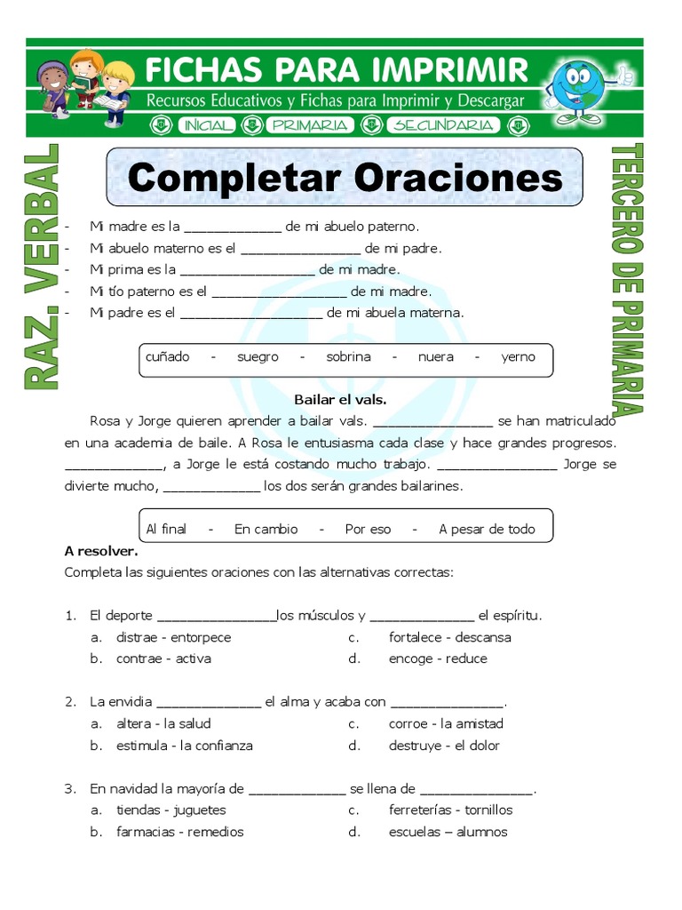 Completar Oraciones Pdf