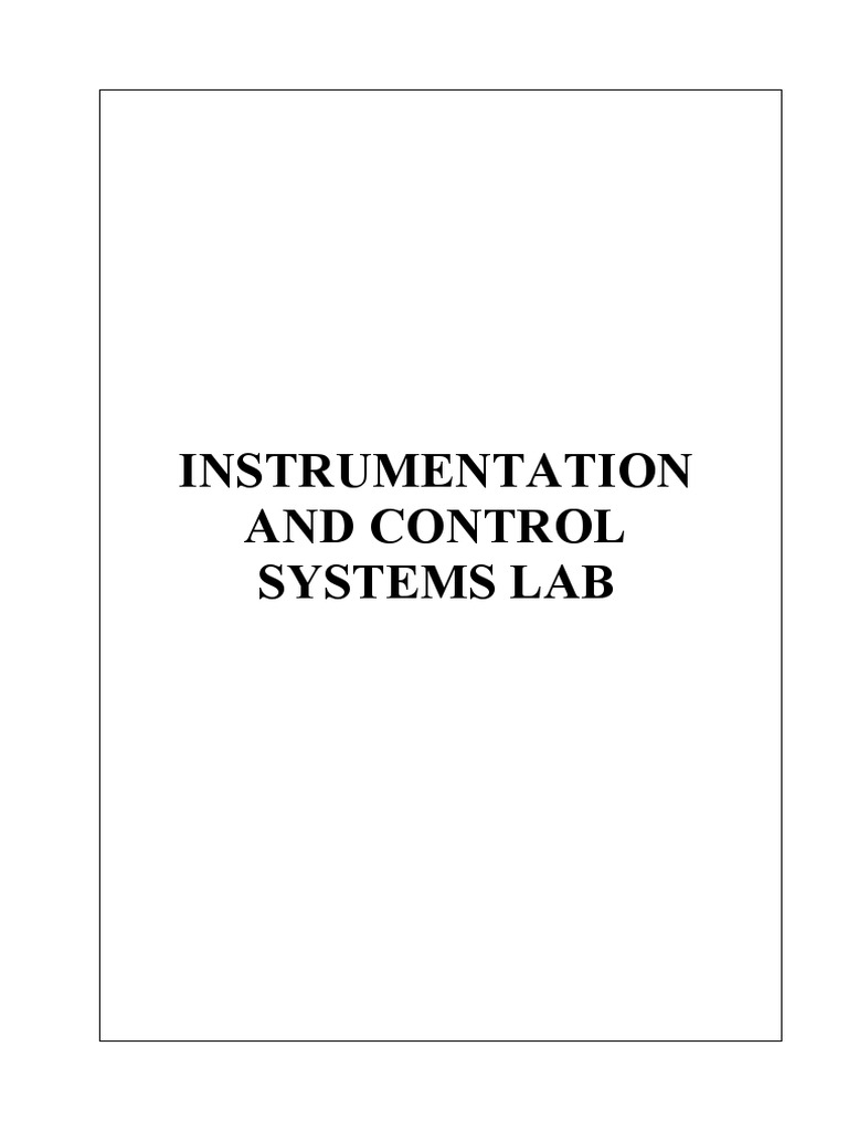 Instrumentation and Control Systems Laboratory | PDF | Electrical ...