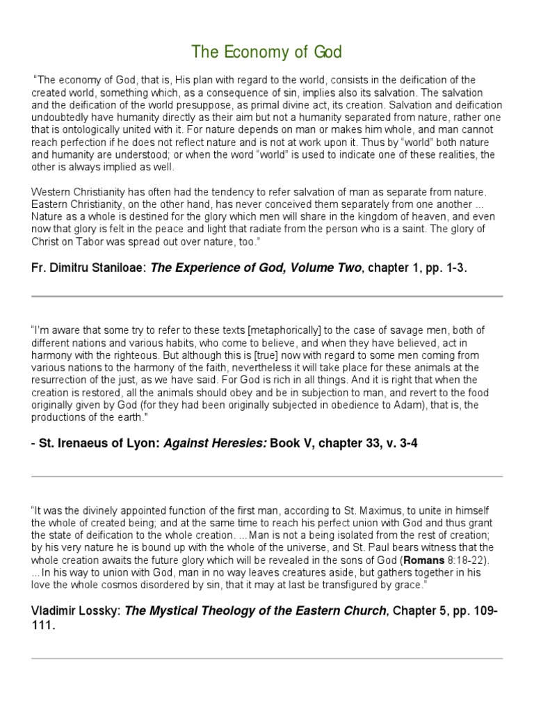 The Economy of God (At The Eschaton) | PDF | God | Religious Behaviour ...