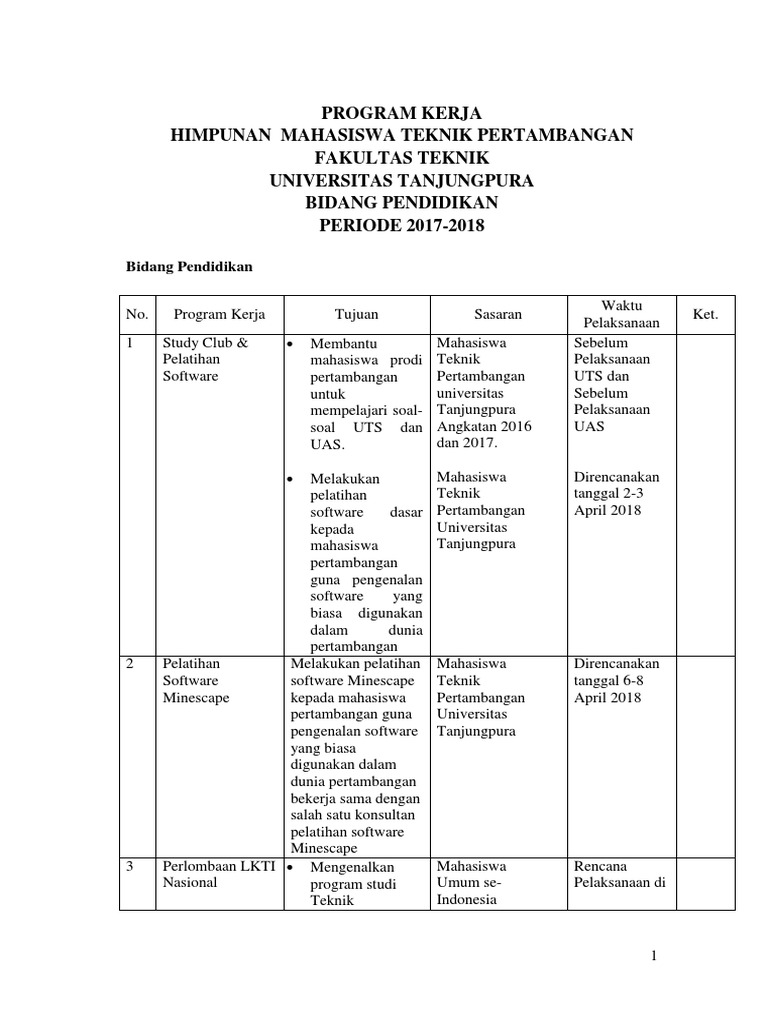 Program Kerja Bidang Pendidikan Himata | PDF | Seni | Komputer