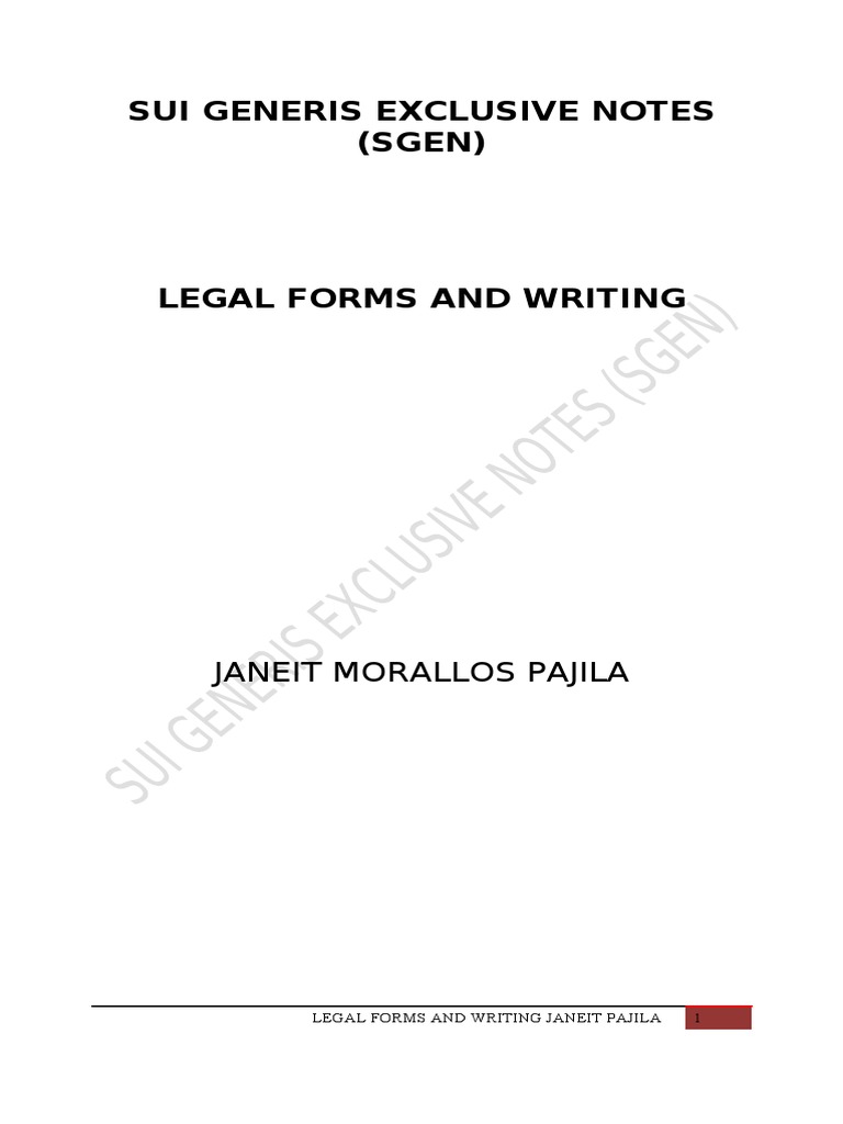 Sui Generis Legal Forms PDF | PDF | Lawsuit | Complaint
