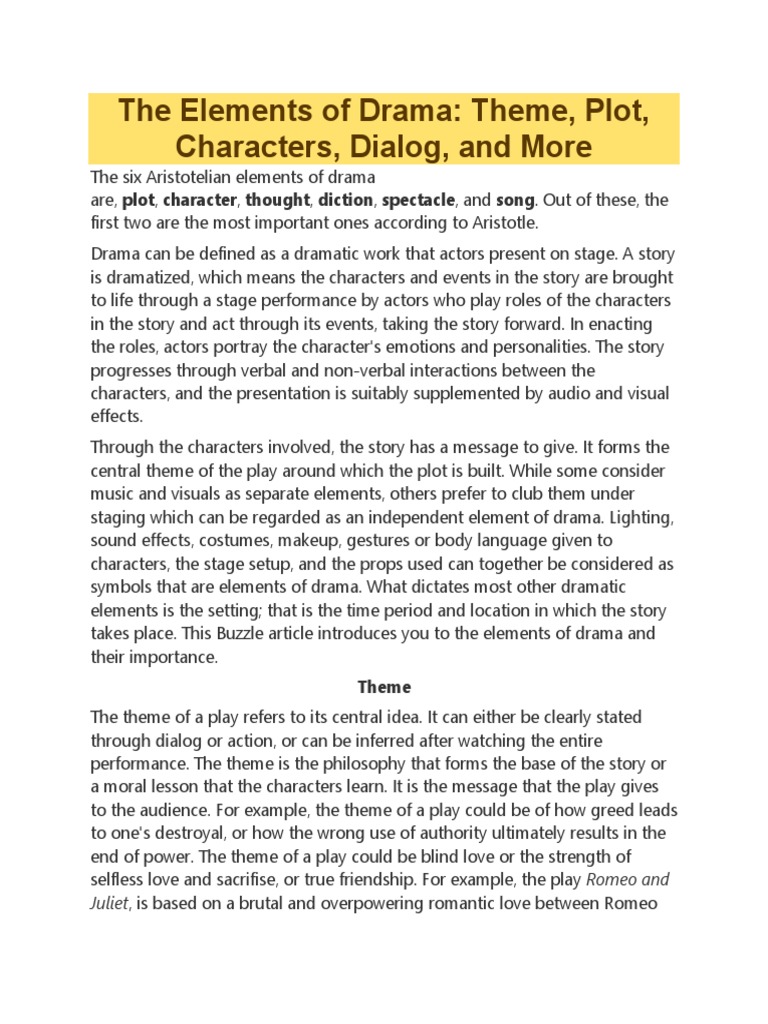 The Elements of Drama | PDF | Actor | Romeo And Juliet