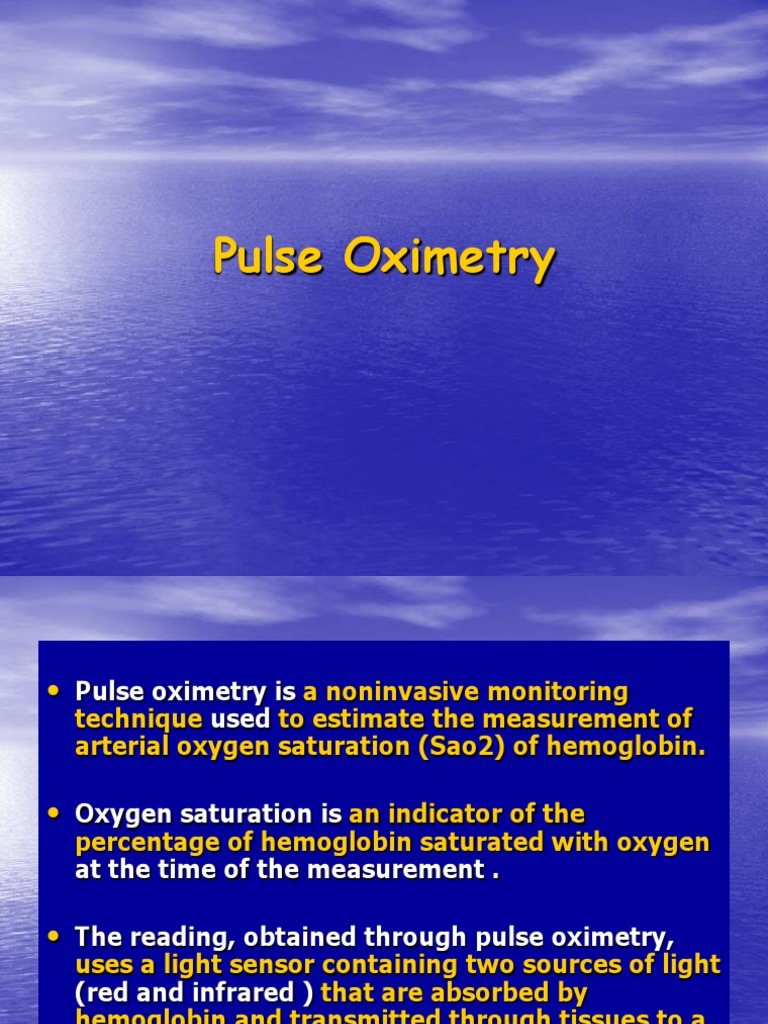 Pulse Oximetry | PDF | Hemoglobin | Cardiovascular System