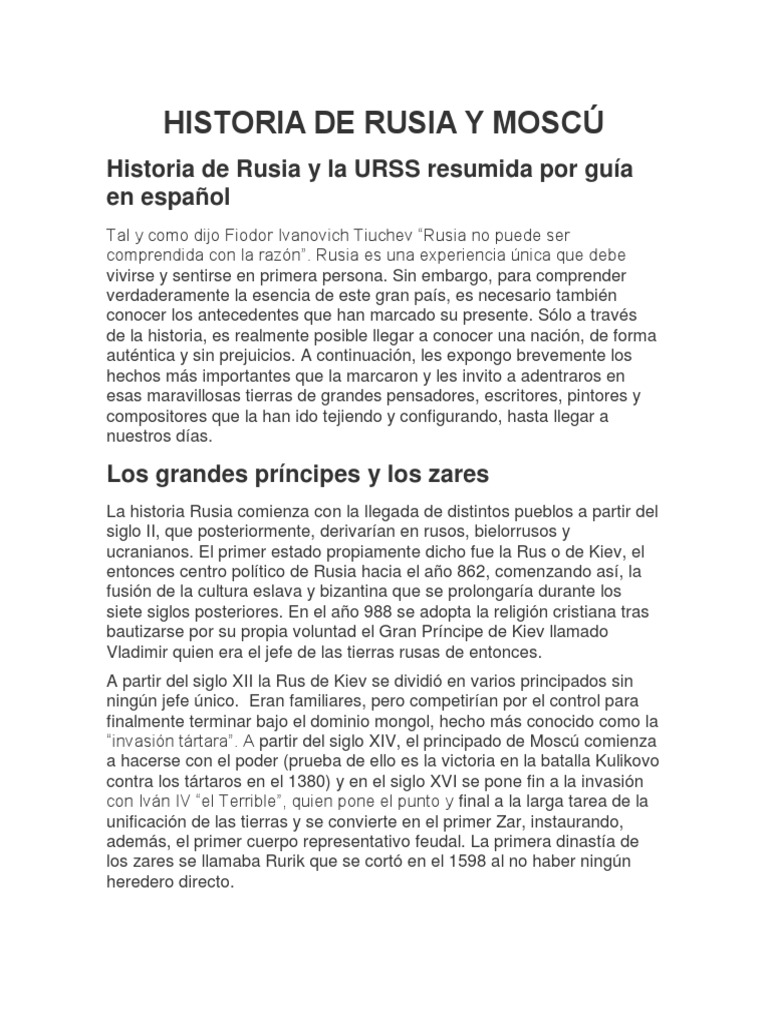 Breve historia de Rusia y Moscú | PDF | Rusia | Política mundial