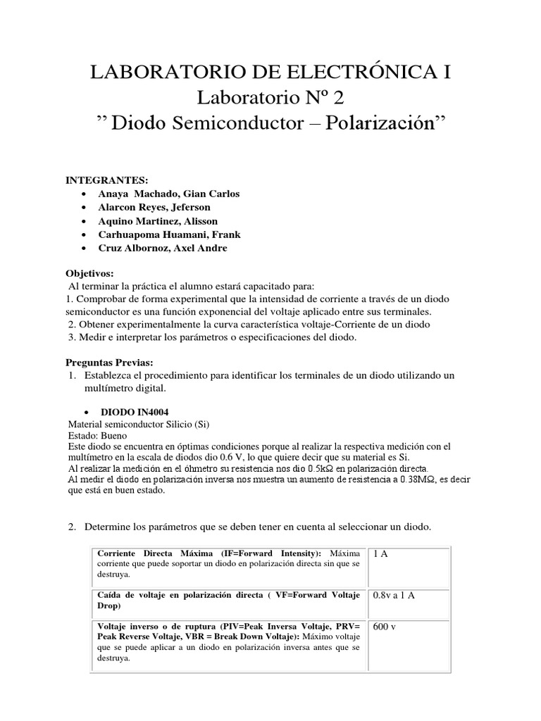 Laboratorio de Electrónica II Urruchi | PDF | Diodo | Rectificador