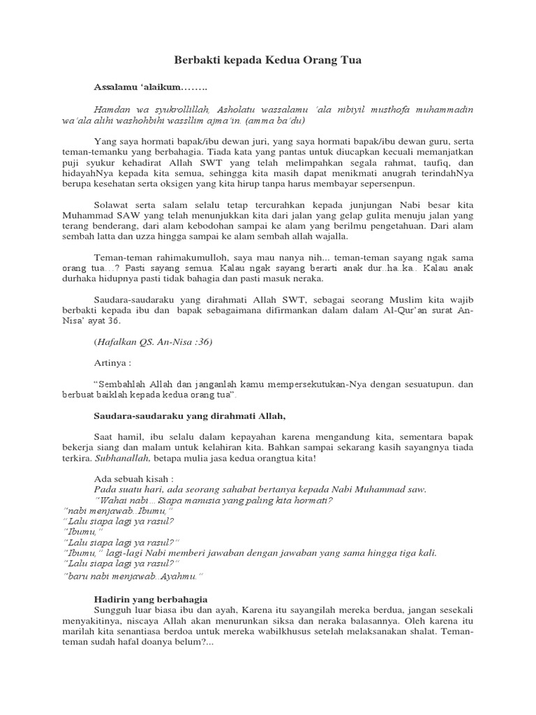Pildacil Berbakti Kepada Kedua Orang Tua | PDF
