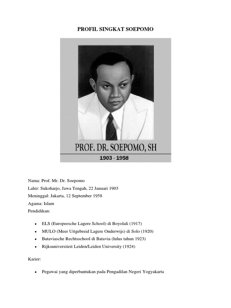 Profil Pahlawan Nasional Soepomo | PDF