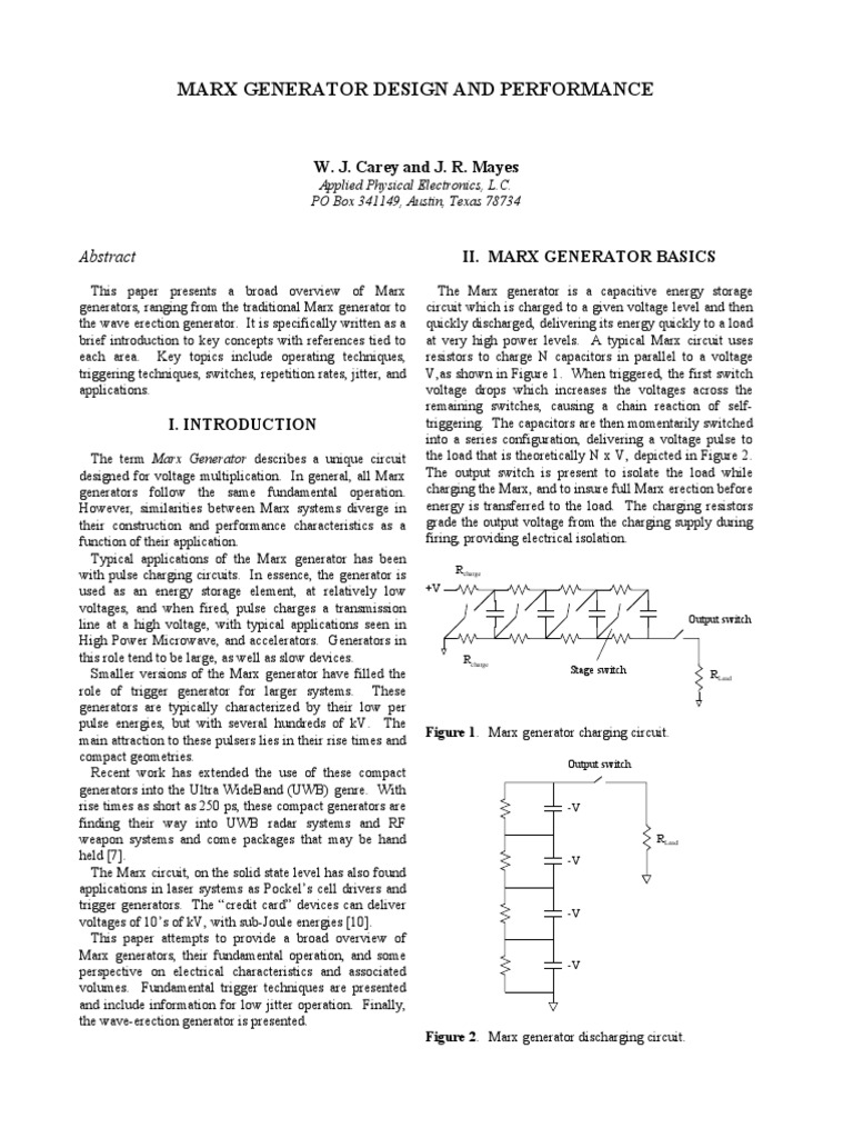 Marx Generator Design and Performance | PDF | Electric Generator ...