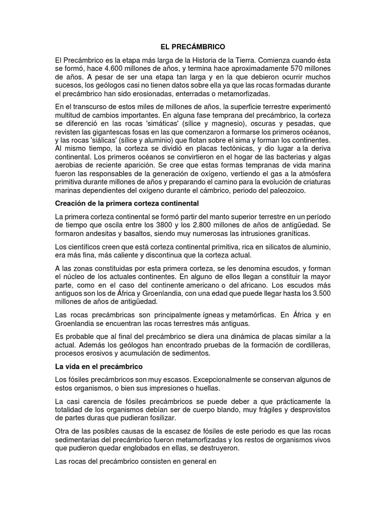 EL PRECÁMBRICO Y EL PRECÁMBRICO EN EL PERÚ | PDF | Fósil | Roca (geología)