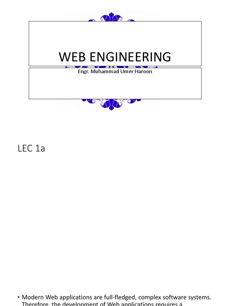Web Engineering: Engr. Muhammad Umer Haroon | Download Free PDF | World Wide Web | Internet & Web