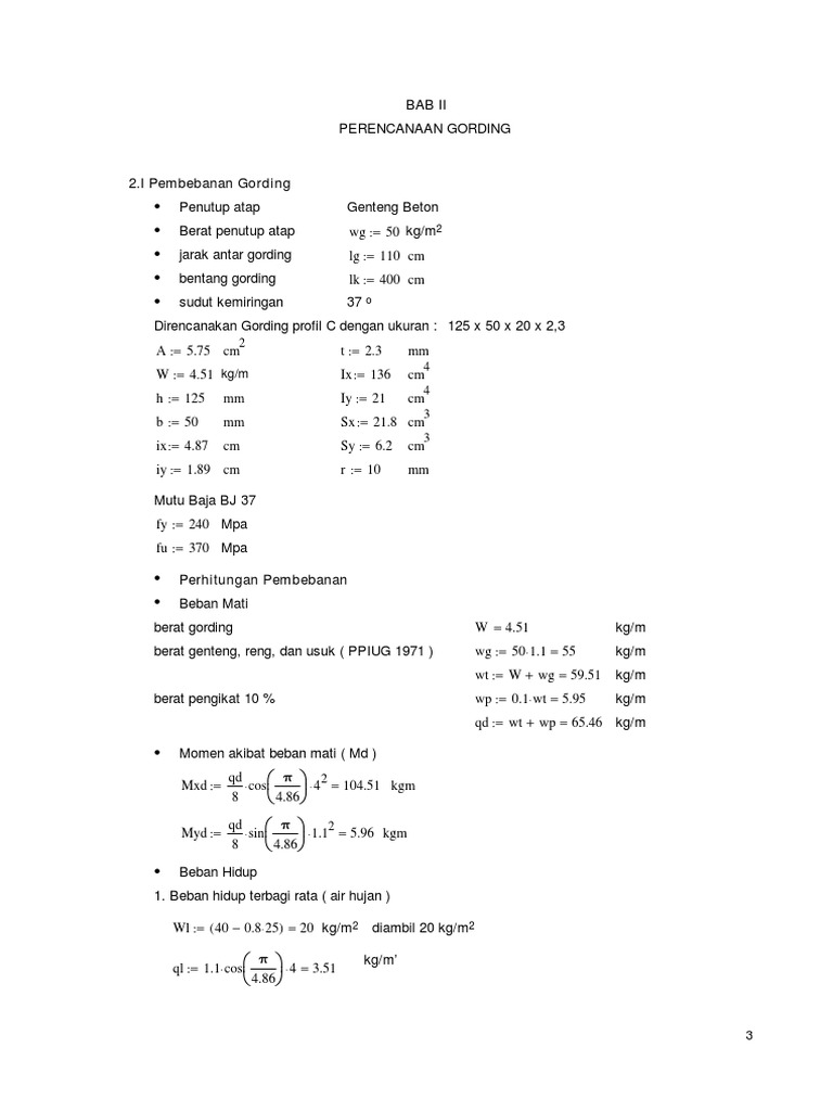 Bab 2 Perencanaan Gording | PDF