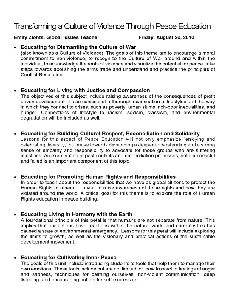 Pillars of Peace Education | PDF | Conflict Resolution | Peace