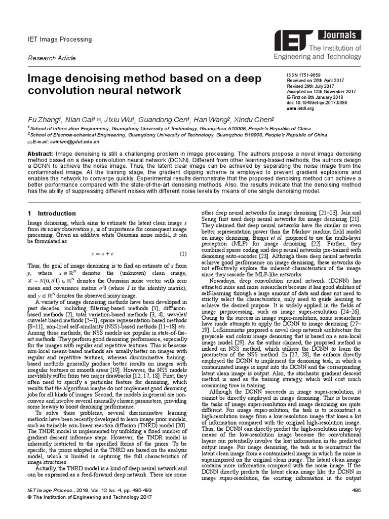 Image Denoising Method Based On A Deep Convolution Neural Network | PDF ...
