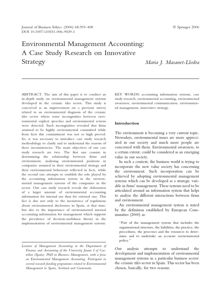 Environmental Management Accounting: A Case Study Research On ...