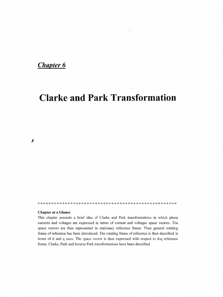 Clarke and Park Transformation: Chapter at A Glance | PDF | Rotation ...