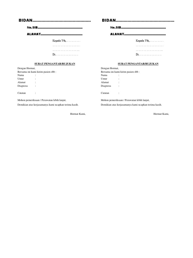 Contoh Blangko Rujukan Bidan | PDF
