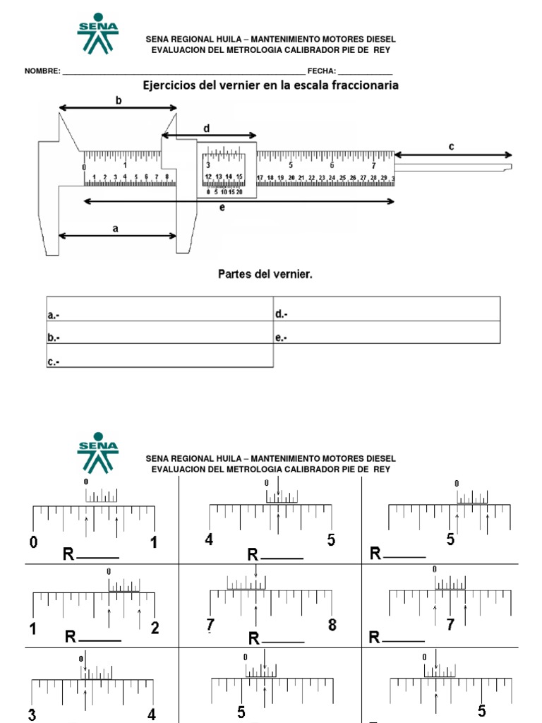 Ejercicios de Vernier y Escala Fraccionaria | PDF