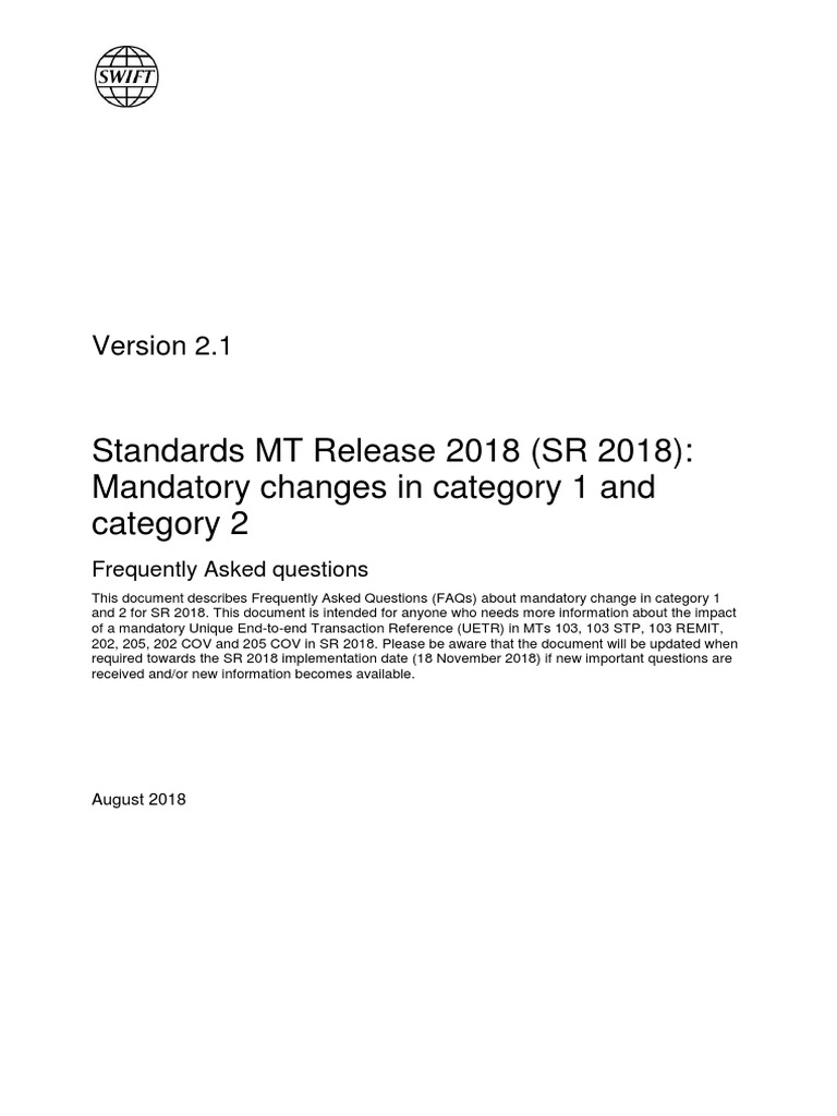 Swift Standards Faq sr2018 v1.0 PDF | PDF | Computing | Computing And ...