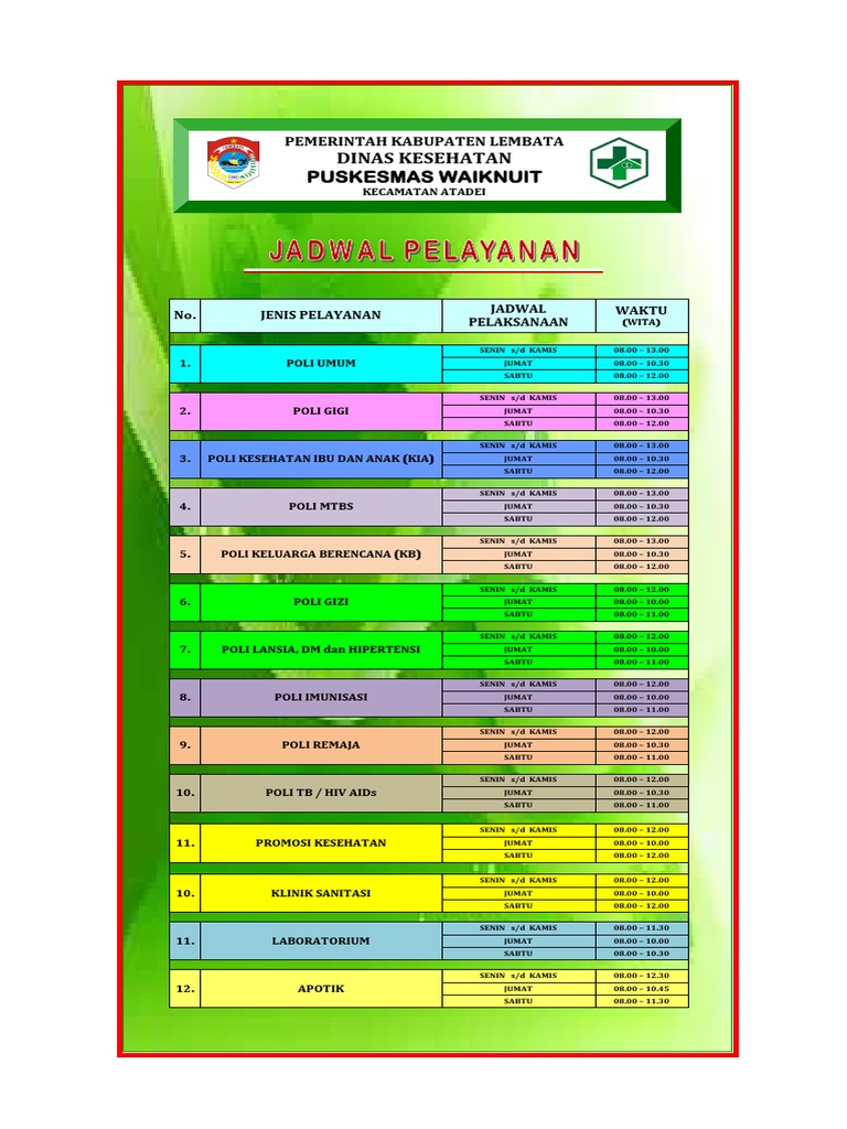 Banner Jadwal Pelayanan | PDF