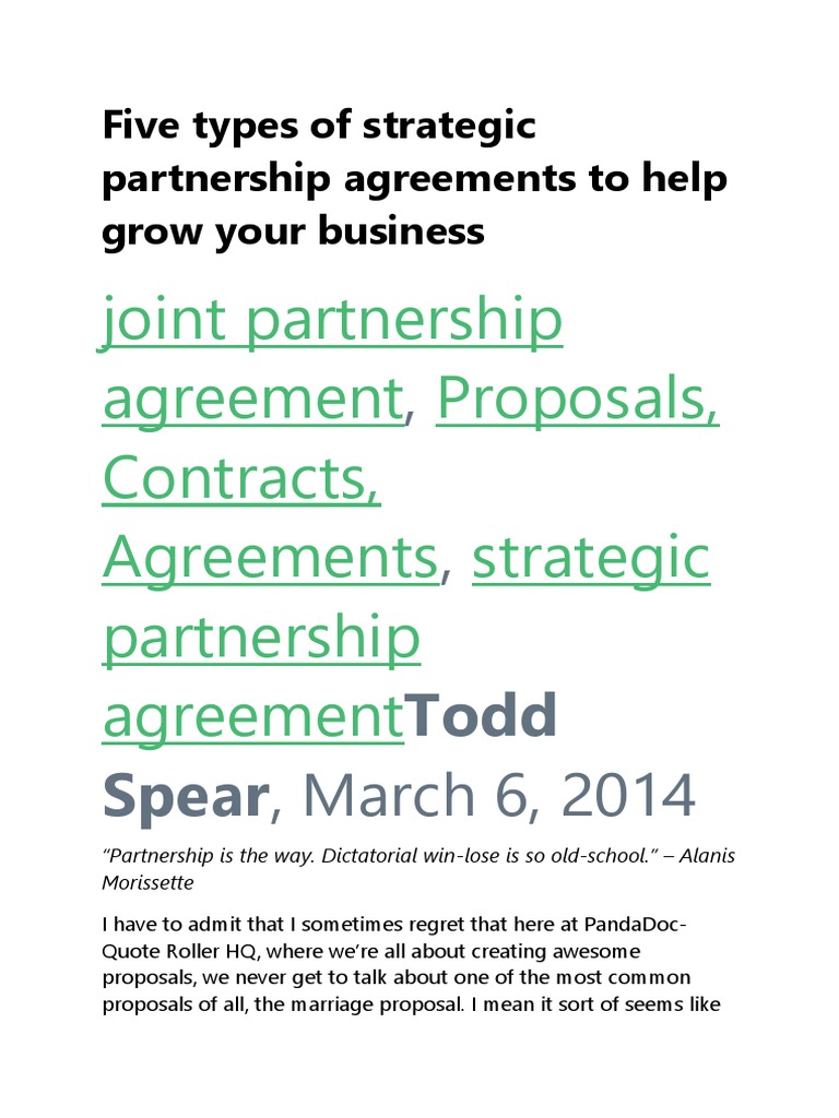 Strategic Partnerships-5 Types | PDF | Supply Chain | Partnership