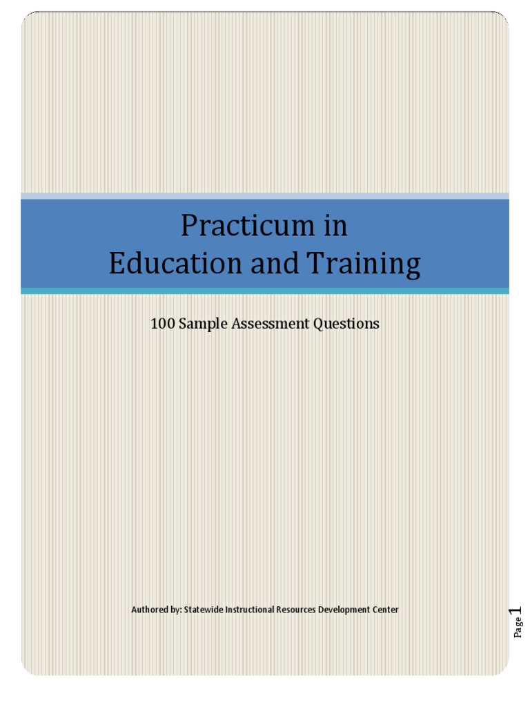 Sample Assessment Questions Practicum in Education and Trai | PDF ...