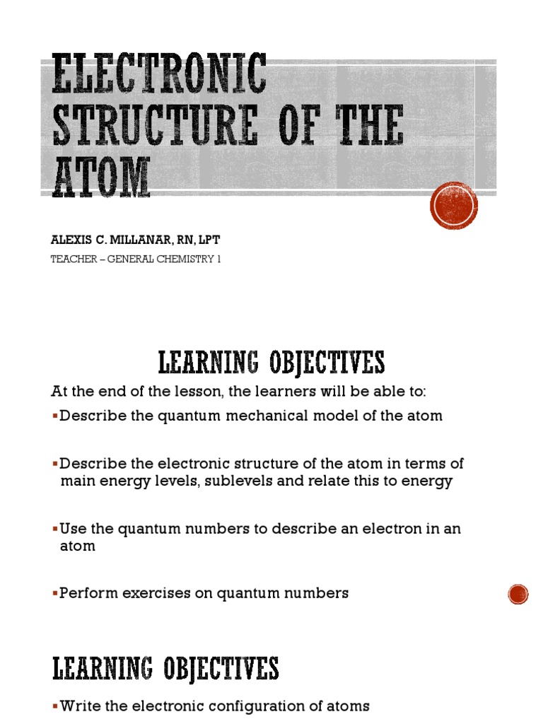 Electronic Structure of The Atom | PDF | Atomic Orbital | Electron ...