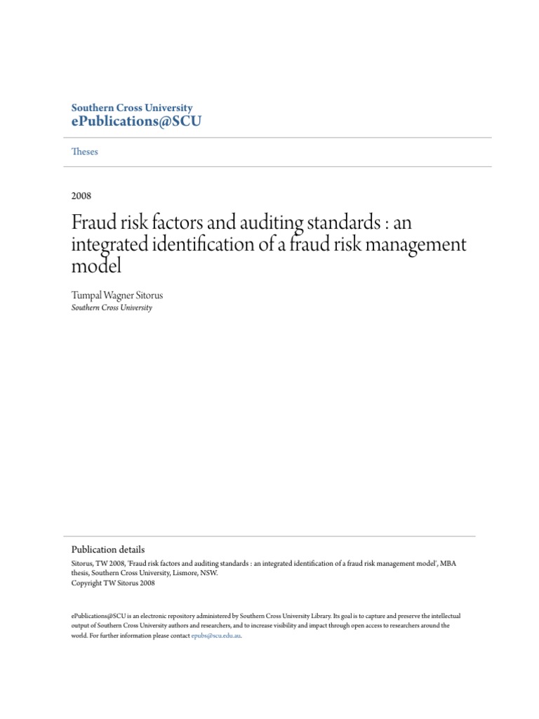 Fraud Risk Factors and Auditing Standards: An Integrated Identification ...