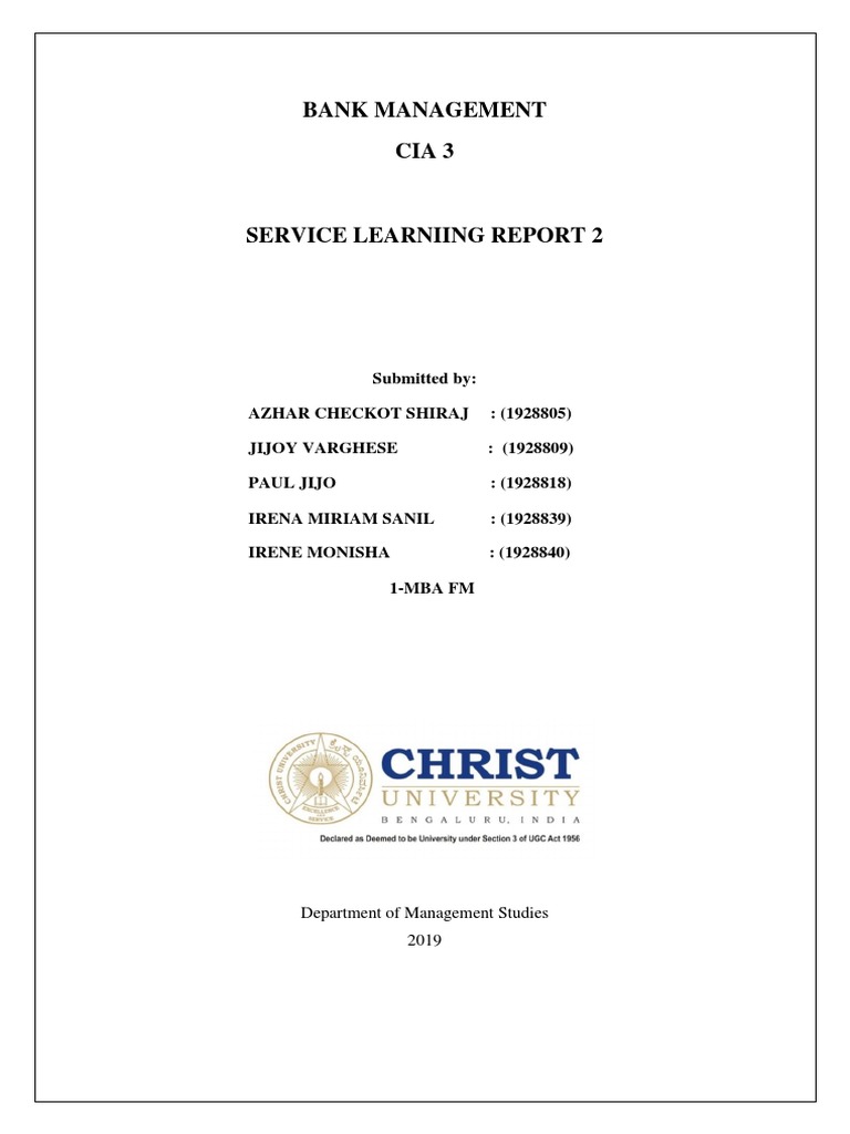 Bank Management Report 2 | PDF