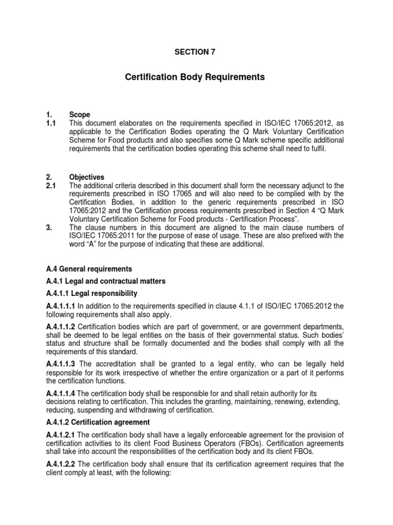 Certification Body Requirements: Section 7 | PDF | Certification | Audit