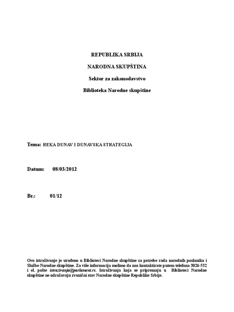 Reka Dunav I Dunavska Strategija Lat | PDF